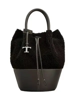 TOD'S Shearling Bucket Bag - Brown