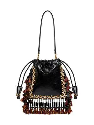 Etro Kalispera Small Shoulder Bag With Fringing - Black