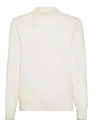 Brunello Cucinelli Mock-neck Fine Knit Sweater - White