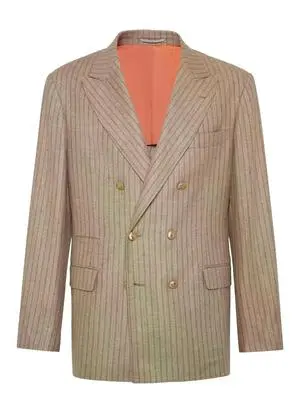 Brunello Cucinelli Striped Double-breasted Blazer - Neutrals