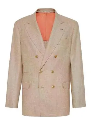 Brunello Cucinelli Double-breasted Houndstooth Blazer - Neutrals