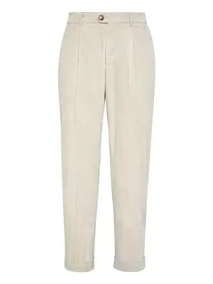 Brunello Cucinelli Garment-dyed Corduroy Trousers - Neutrals