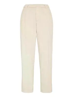 Brunello Cucinelli Pleated Trousers With Monili Detail - Neutrals