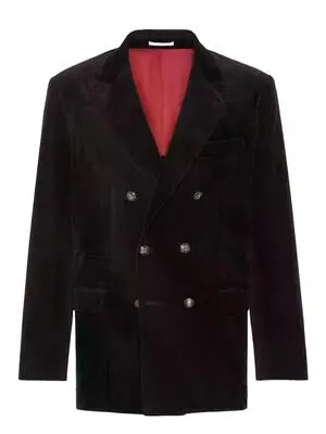 Brunello Cucinelli Corduroy Double-breasted Blazer - Black