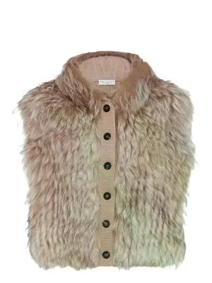 Brunello Cucinelli Shearling Button Gilet - Neutrals