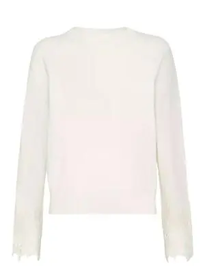 Brunello Cucinelli Lace-cuffs Sweater - Neutrals