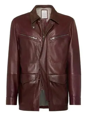 Brunello Cucinelli Nappa Leather Field Jacket - Red