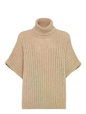 Brunello Cucinelli Cashmere Roll-neck Poncho Sweater - Neutrals