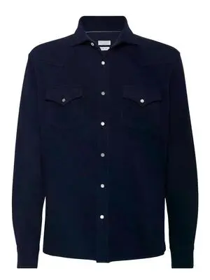 Brunello Cucinelli Snap-fastening Pocket Shirt - Blue