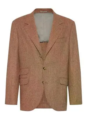 Brunello Cucinelli Herringbone-pattern Single-breasted Blazer - Brown