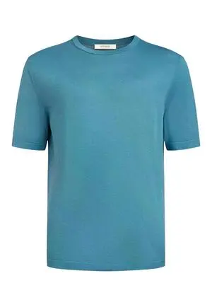 12 STOREEZ Silk-cotton T-shirt - Blue