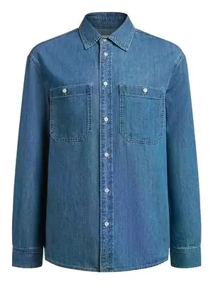 12 STOREEZ Pocket Lightweight Denim Shirt - Blue