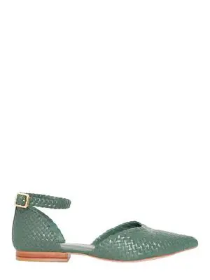 STUDIO CHOFAKIAN Woven Ankle Strap Pumps - Green