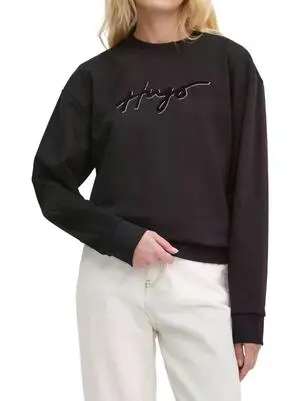Hugo Logo-embellished Crew-neck Sweatshirt - Black