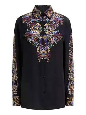 Etro Pointed Collar Silk Shirt - Black