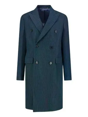 Paul Smith Checked Double-breasted Coat - Blue