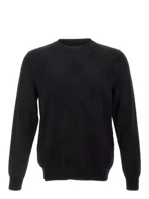 DIKTAT Diamond-weave Crew-neck Sweater - Black