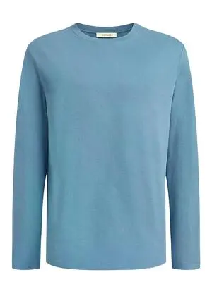 12 STOREEZ Peached Cotton Long-sleeve T-shirt - Blue