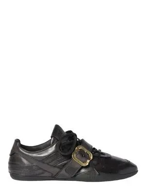 Miu Miu Buckle-strap Leather Sneakers - Black