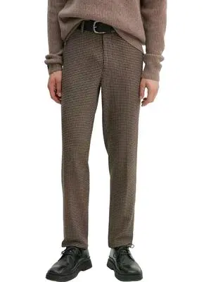 LES DEUX Houndstooth Trousers - Brown