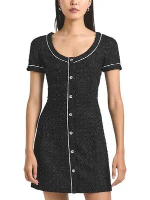 Derek Lam 10 Crosby Ciara Galaxy Tweed Mini Dress - Black/silver