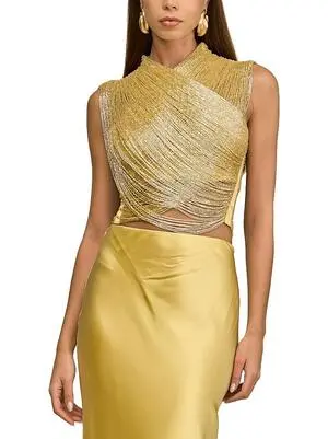 Cult Gaia Haisley Beaded Draped Top - Light Gold