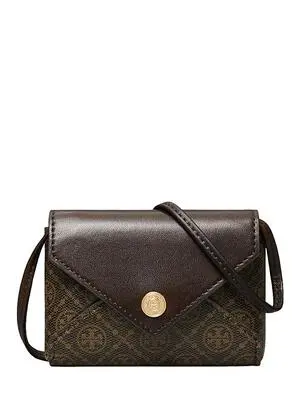 Tory Burch T Monogram Coated Canvas Wallet Crossbody - French Press