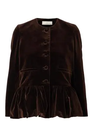 LIBEROWE Cotton-velvet Peplum Jacket - Brown