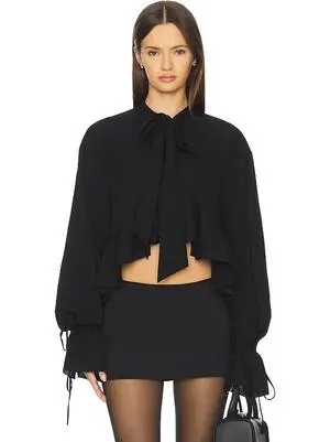 MORE TO COME Hope Tie Front Blouse - Black