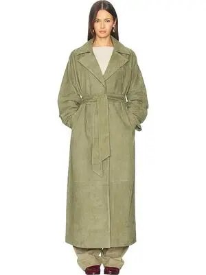 SRG Louise Suede Coat - Dark Sage Green
