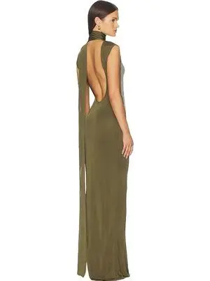 SRG Dianne Scarf Wrap Gown - Pine Green