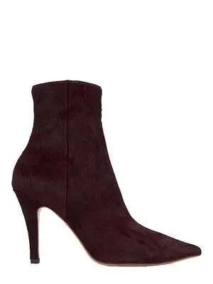 Lola Cruz Pony Hair Ankle Bootie - Burgundy