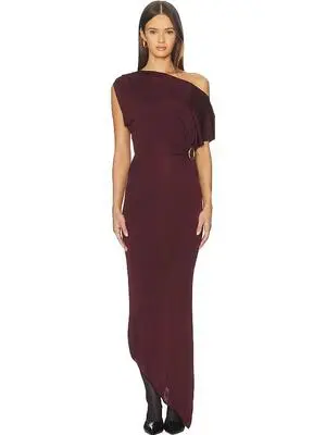 SRG Mehek Asymmetric Knit Dress - Oxblood