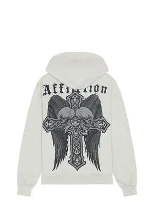 AFFLICTION Seeker Zip Up Hoodie - Silver Lava Wash
