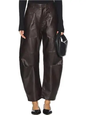 NILI LOTAN Shon Leather Pant - Dark Brown
