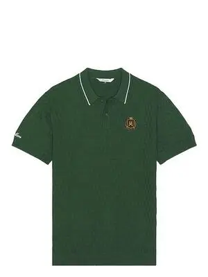 MALBON Crest Knit Polo In Green - Myrtle