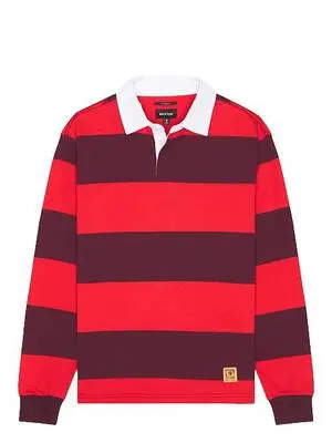 Brixton Union Heavy Weight Rugby Polo In Red - Adrenaline Rush & Port