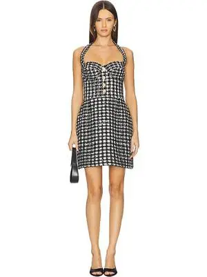 NADINE MERABI Esme Dogtooth Mini Dress - Black & White