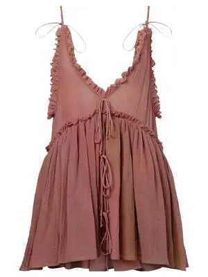 Attico Ruffled Tie Mini Dress - Pink