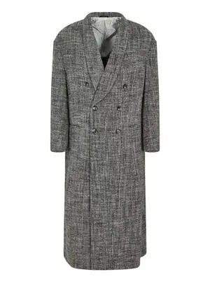 Giorgio Armani Shawl-lapel Double-breasted Coat - Grey