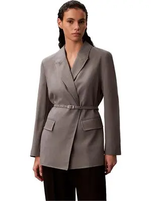 Calvin Klein Belted Blazer - Pewter Melange