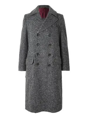 Rubinacci Double-breasted Belted Virgin Wool And Cashmere-blend Coat - Gray