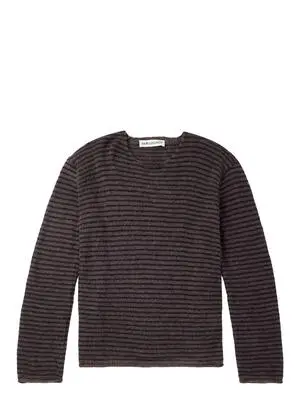 Our Legacy Cropped Striped Alpaca-Blend Sweater Brown