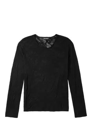 Our Legacy Floral-jacquard Merino Wool-gauze Sweater - Black