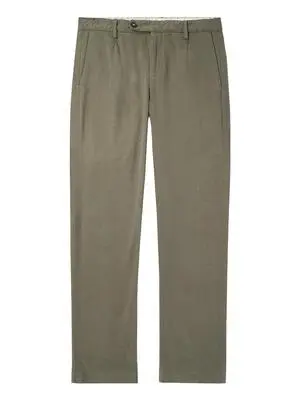 Massimo Alba Straight-leg Stretch-cotton Gabardine Trousers - Green