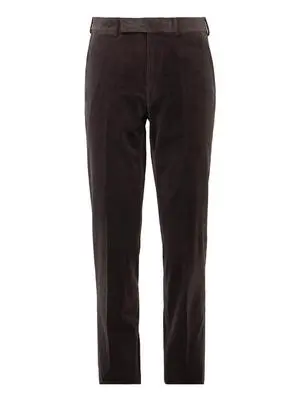 Zegna Slim-fit Cotton-blend Corduroy Trousers - Brown