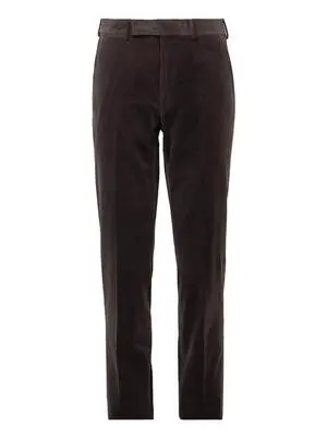 Zegna Slim-fit Cotton-blend Corduroy Trousers - Brown