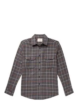 Portuguese Flannel Log Checked Organic Cotton-flannel Shirt - Gray