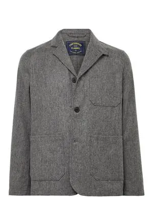 Portuguese Flannel Unstructured Wool Suit Jacket - Gray