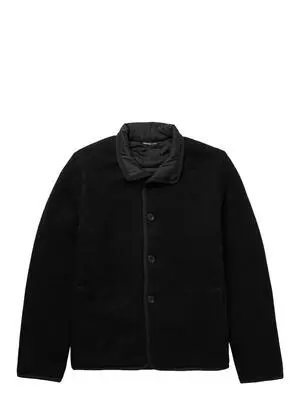 JAMES PERSE Suede-trimmed Cashmere Car Coat - Black